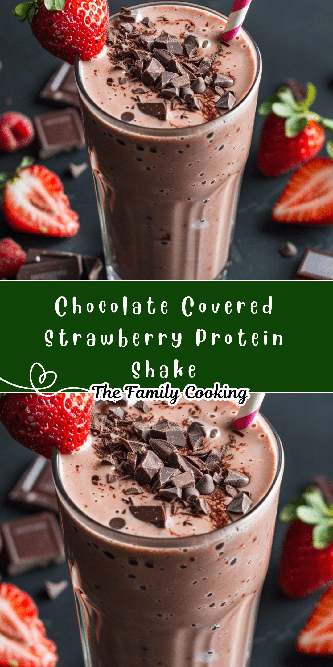 Chocolate Covered Strawberry Protein Shake | TheFamilyCooking