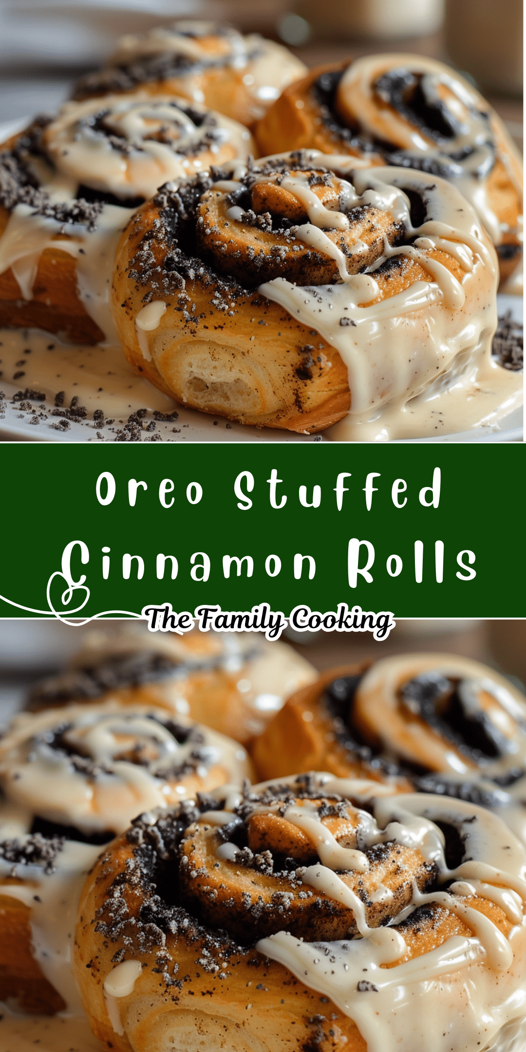 Oreo Stuffed Cinnamon Rolls | TheFamilyCooking