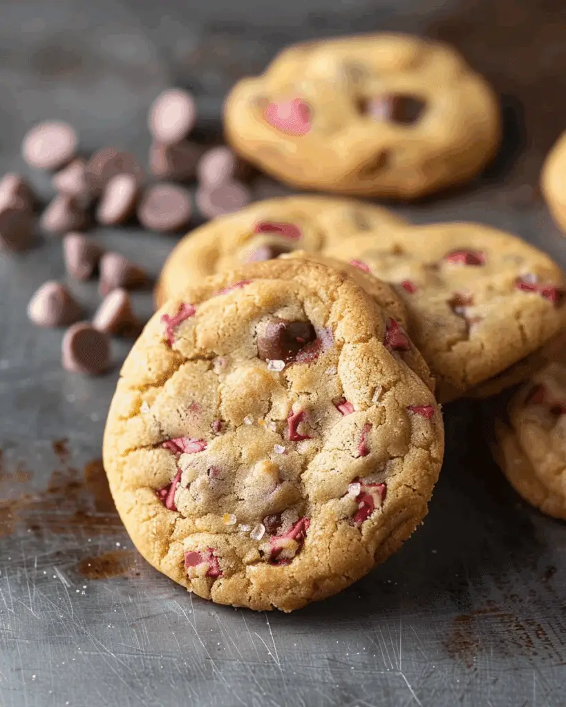 Soft Crumbl Ruby Chocolate Chip Cookies | TheFamilyCooking