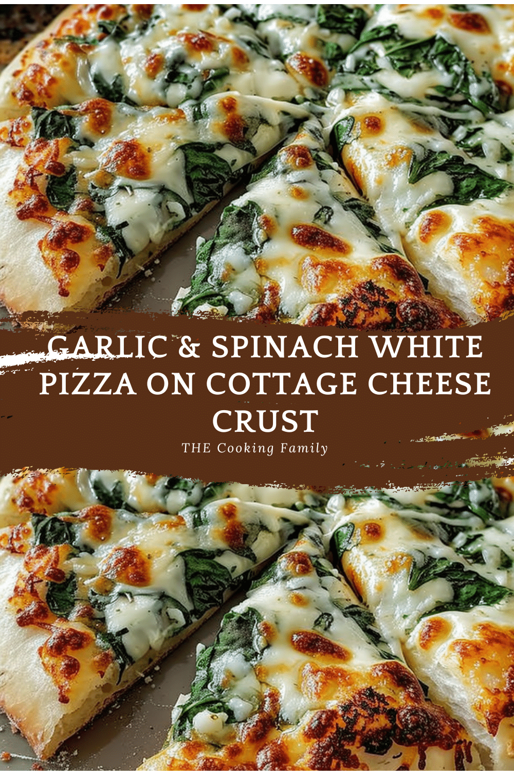 Garlic & Spinach White Pizza on Cottage Cheese Crust | TheFamilyCooking