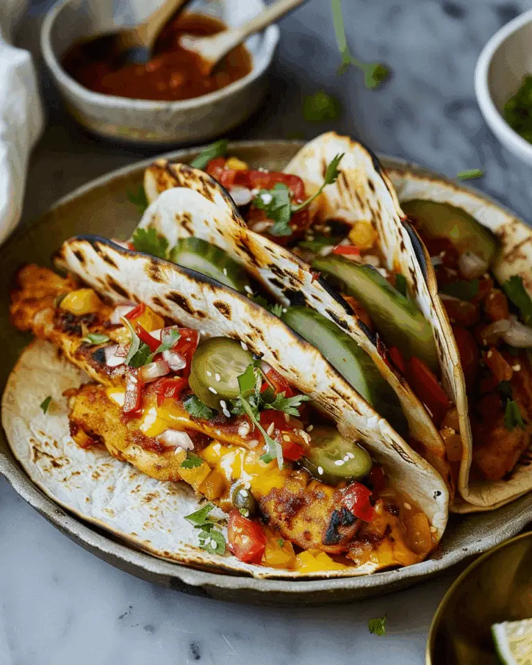 Cheesy Crispy Tacos with Chicken and Spicy Pickle Sauce | TheFamilyCooking