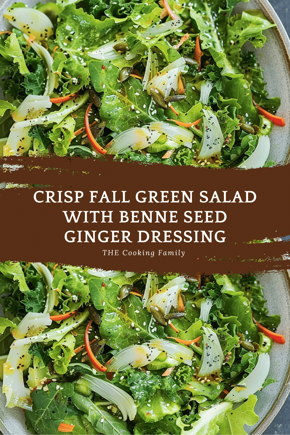 Crisp Fall Green Salad with Benne Seed Ginger Dressing | TheFamilyCooking