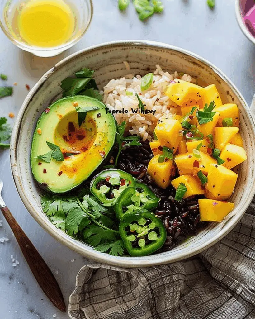 Spicy Mango and Avocado Rice Bowl | TheFamilyCooking