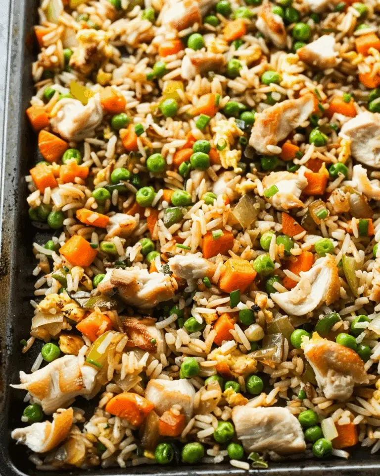 One Sheet Pan Chicken Fried Rice | TheFamilyCooking
