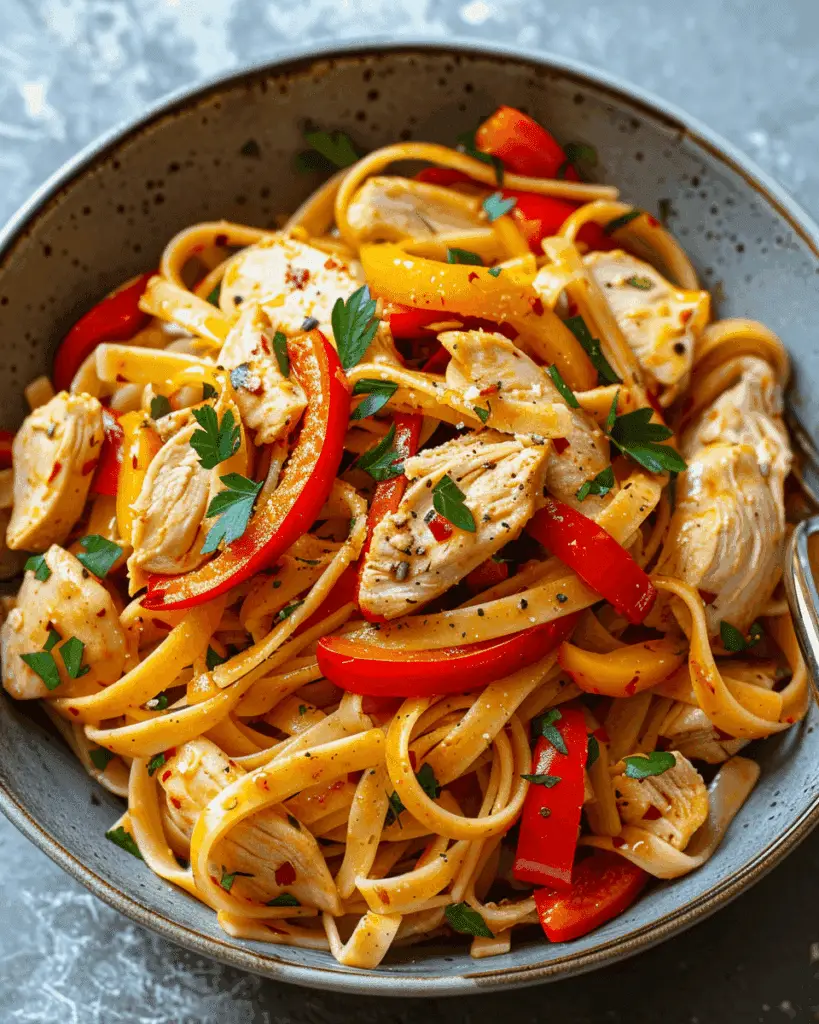 Chicken and Bell Pepper Pasta | TheFamilyCooking