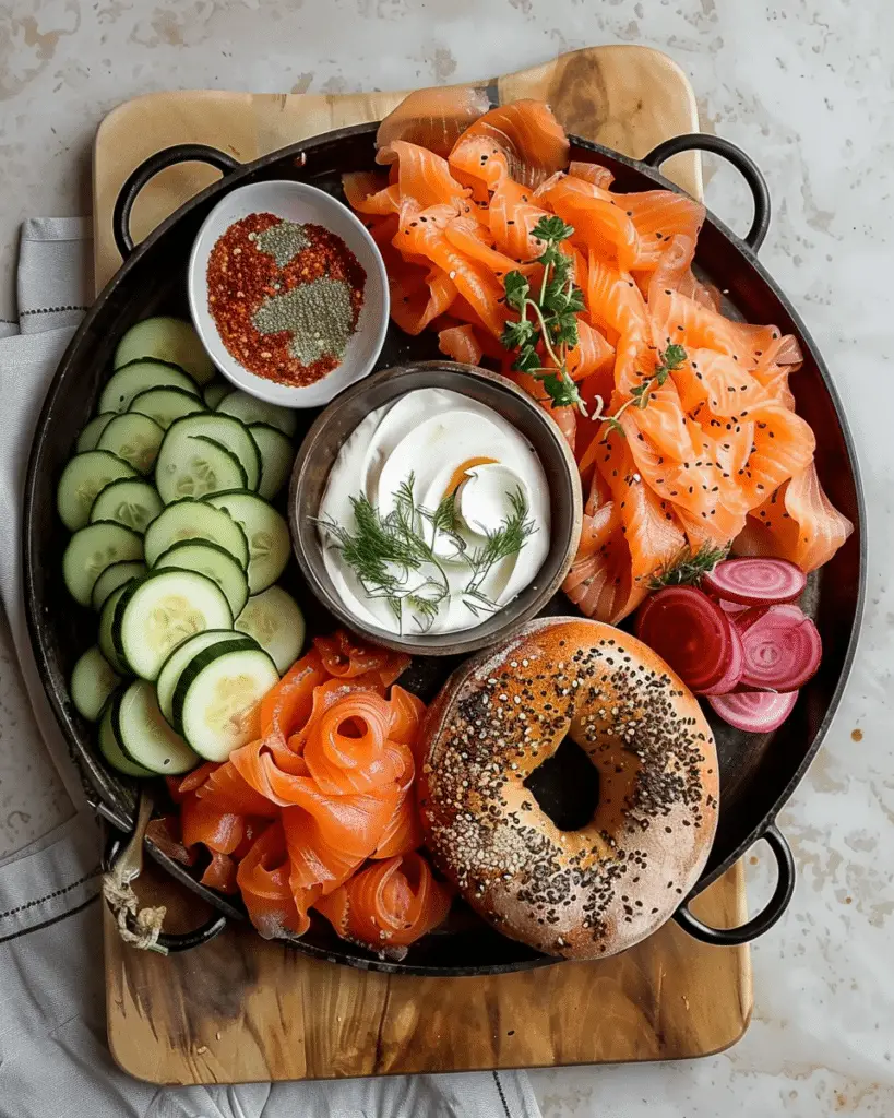Smoked Salmon Bagel Board | TheFamilyCooking