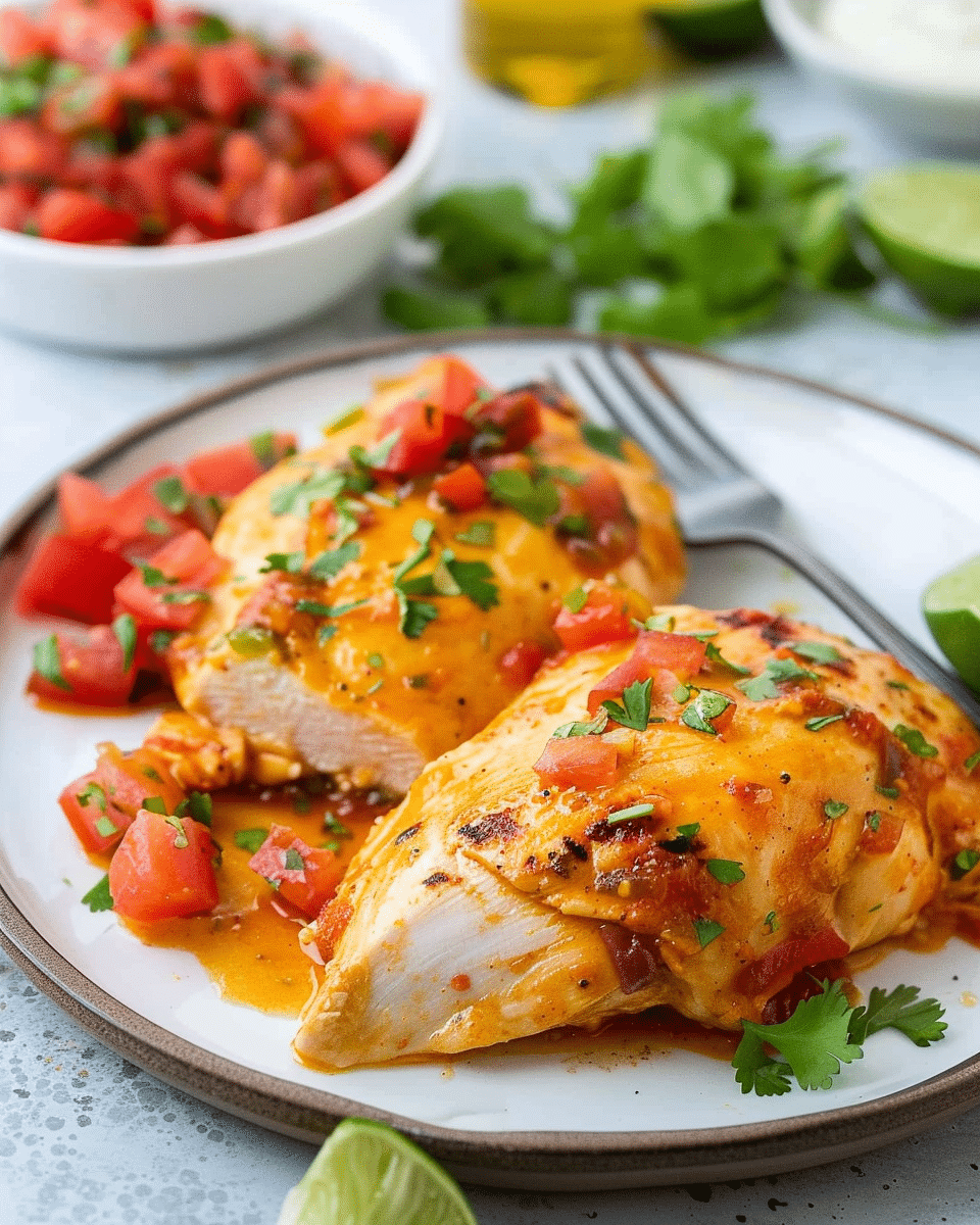 Easy Baked Salsa Chicken Breast | TheFamilyCooking