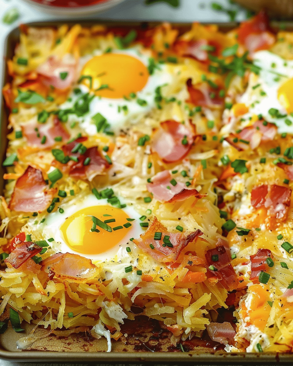Hashbrown and Egg Sheet Pan Breakfast Bake | TheFamilyCooking