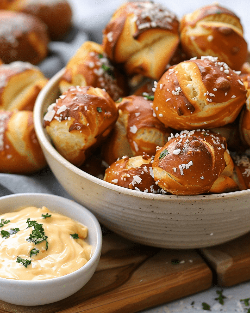 Pretzel Bites with Cheese Dip | TheFamilyCooking