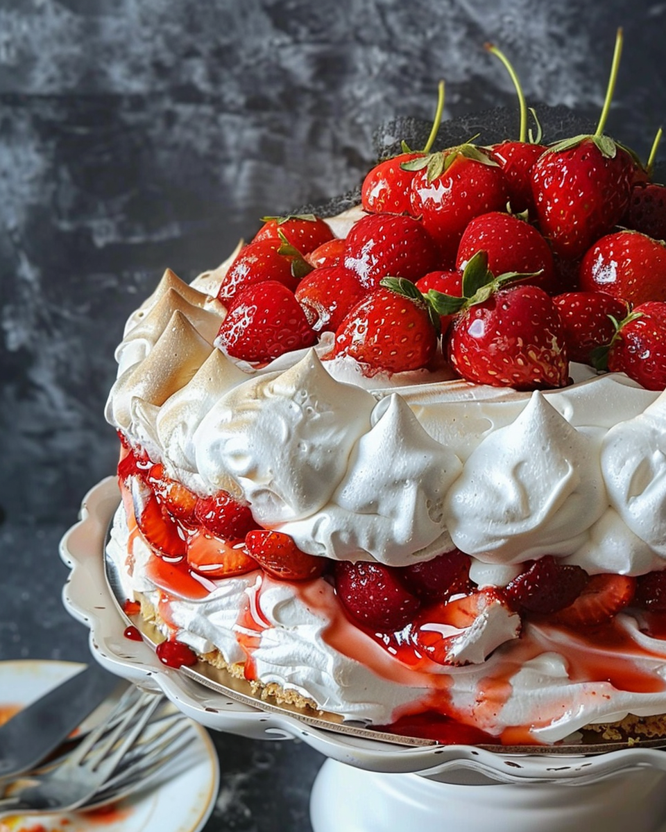 Strawberry Meringue Cake | TheFamilyCooking