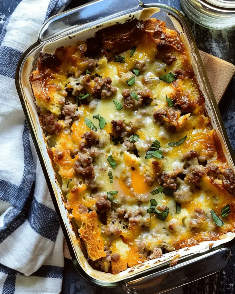 Egg Strata with Ground Beef | TheFamilyCooking