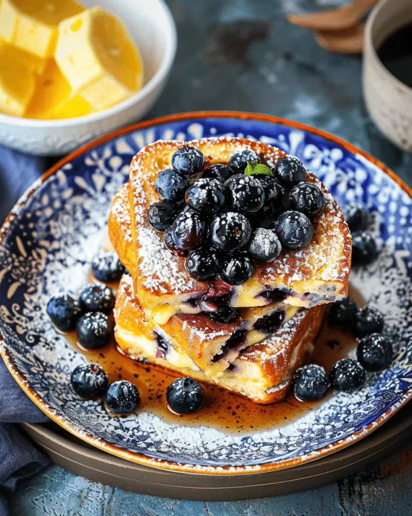 Blueberry Cheesecake Stuffed French Toast | TheFamilyCooking