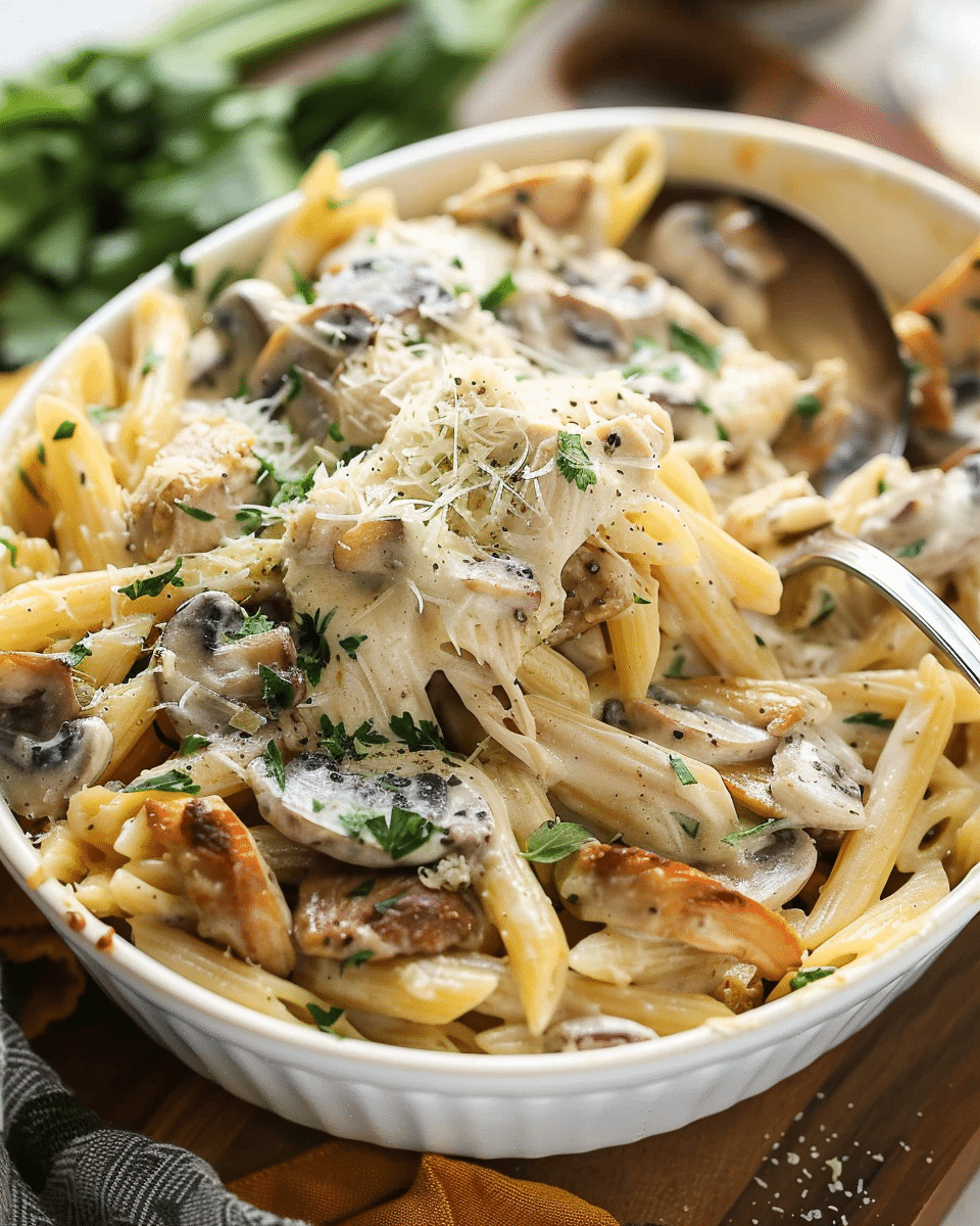 Creamy Chicken and Mushroom Pasta | TheFamilyCooking
