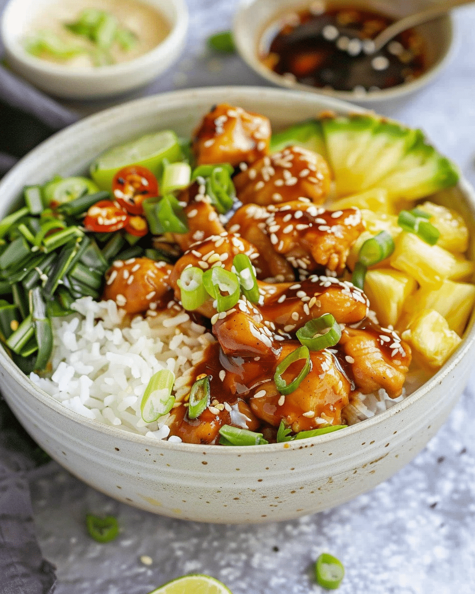 Chicken Teriyaki Pineapple Bowl Recipe | TheFamilyCooking