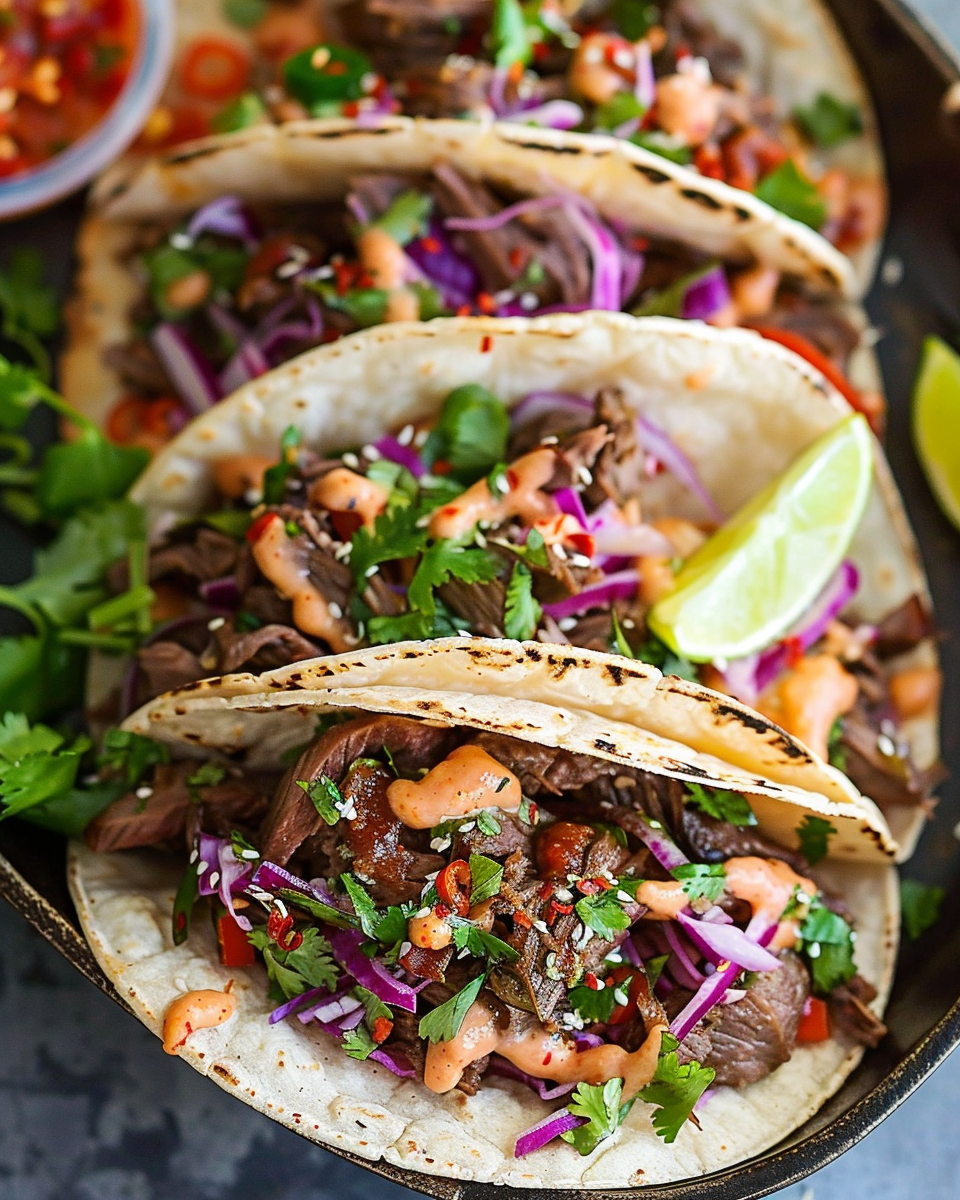 Korean BBQ Beef Tacos | TheFamilyCooking