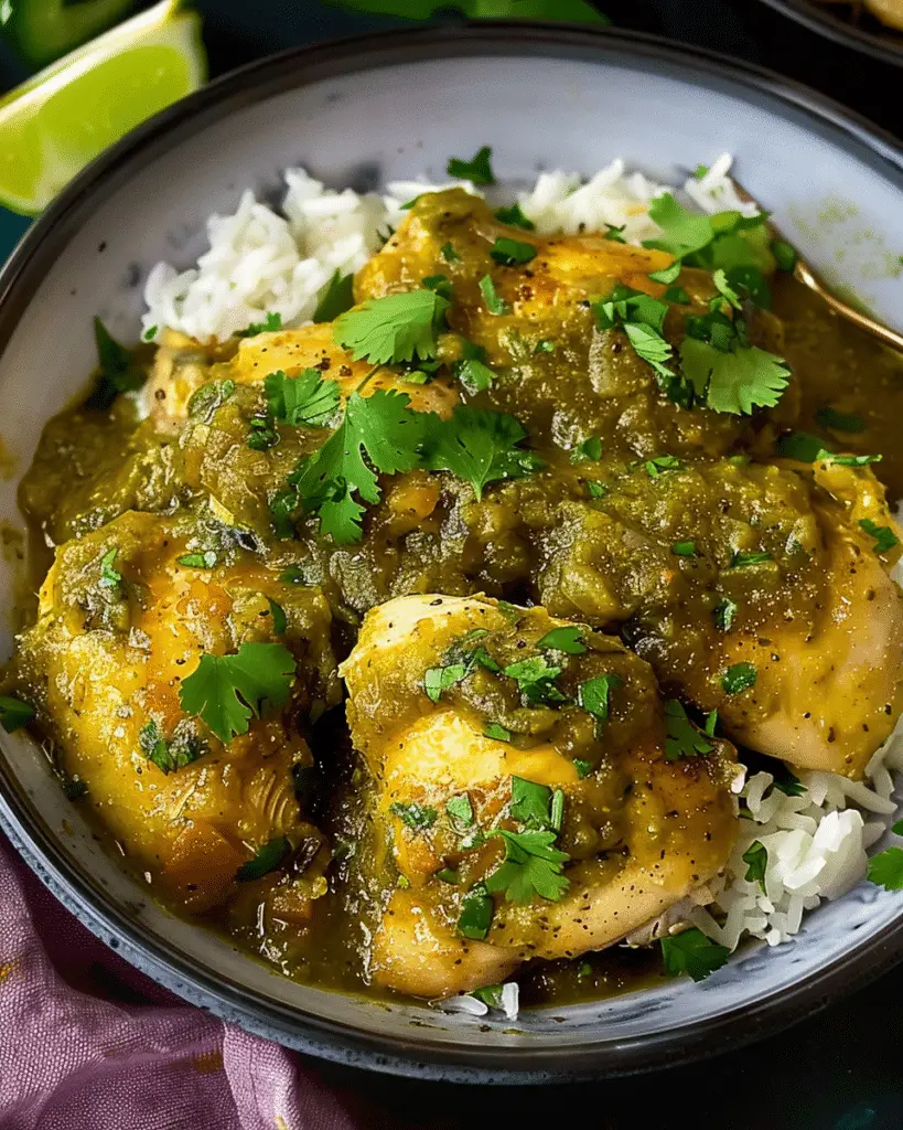 Slow Cooker Chicken in Green Salsa | TheFamilyCooking