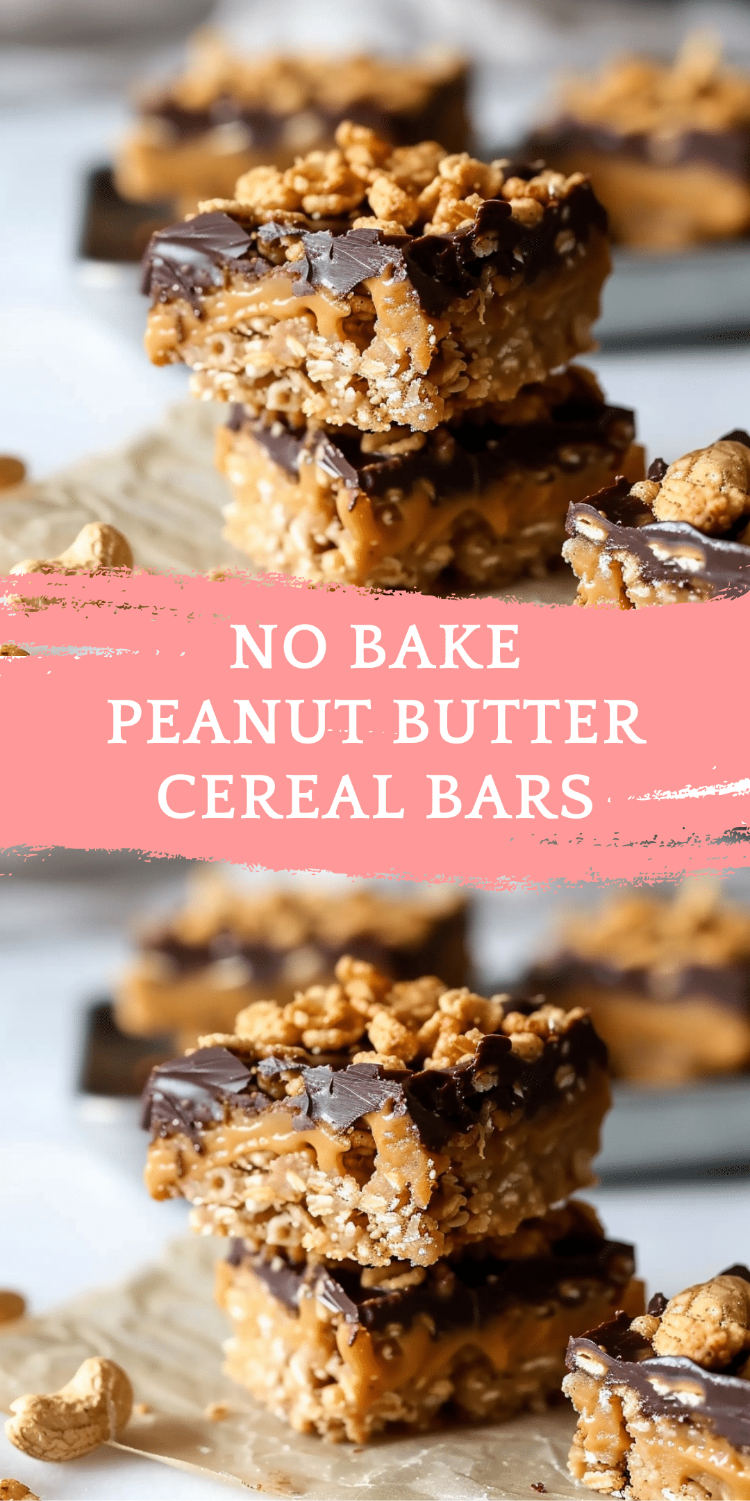 No Bake Peanut Butter Cereal Bars | TheFamilyCooking