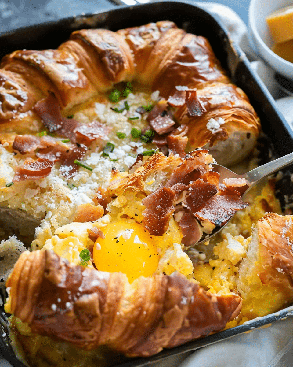 Croissant Breakfast Casserole | TheFamilyCooking