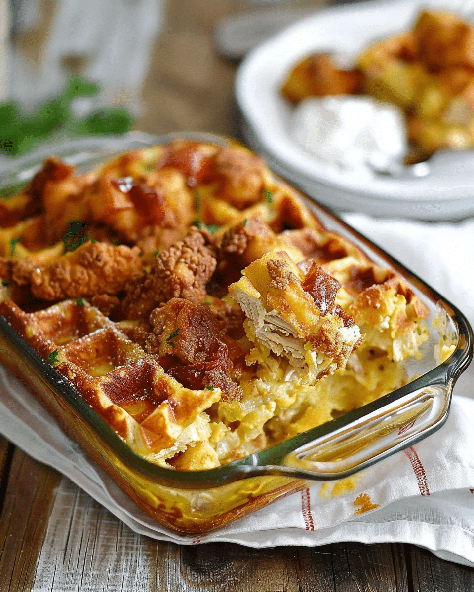 Chicken and Waffle Casserole | TheFamilyCooking