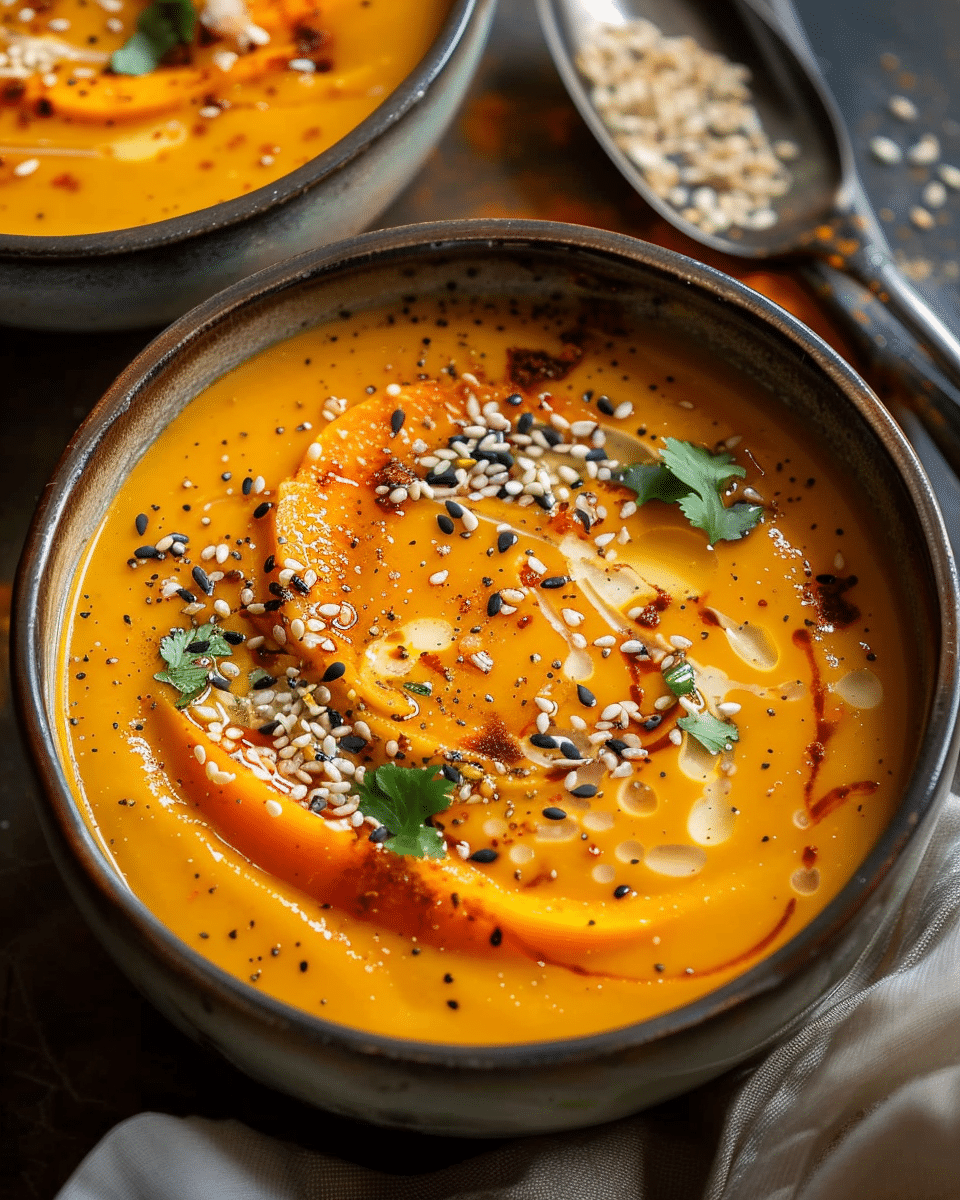 Spicy Sesame Carrot Soup with Red Lentils | TheFamilyCooking