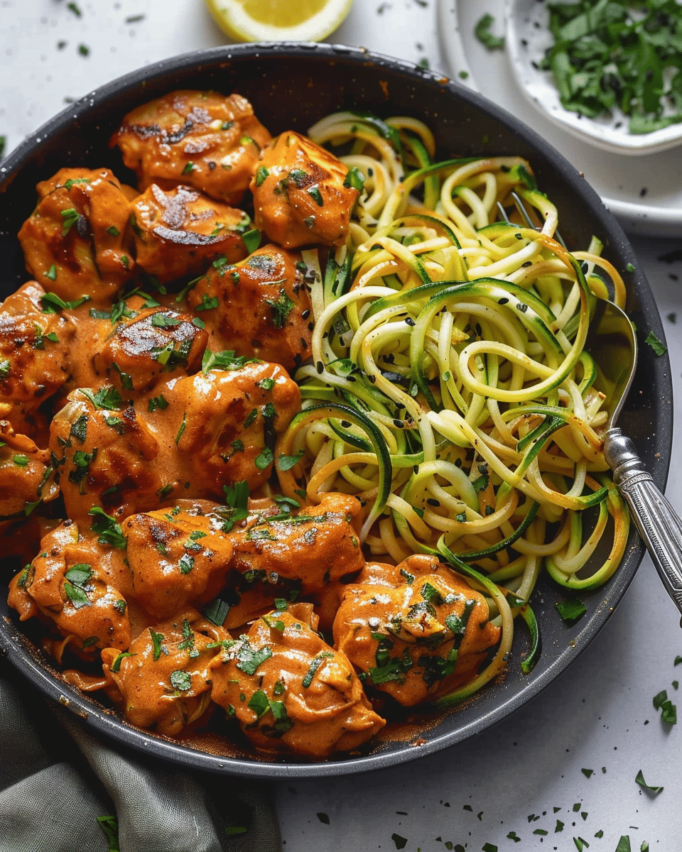 Butter Chicken Bites with Zucchini Noodles | TheFamilyCooking