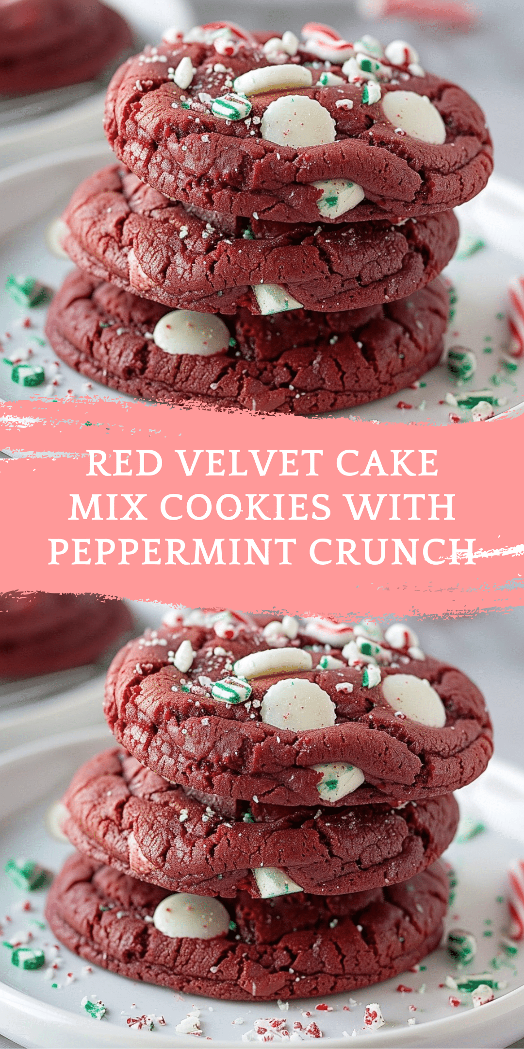 Red Velvet Cake Mix Cookies with Peppermint Crunch | TheFamilyCooking