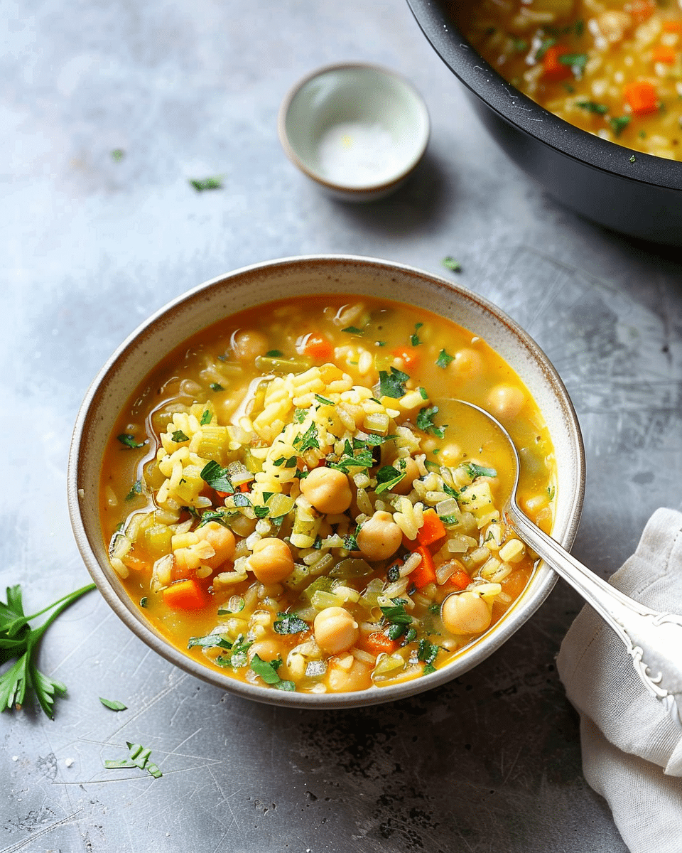 Gluten-Free and Vegan-Friendly Chickpea Rice Soup | TheFamilyCooking
