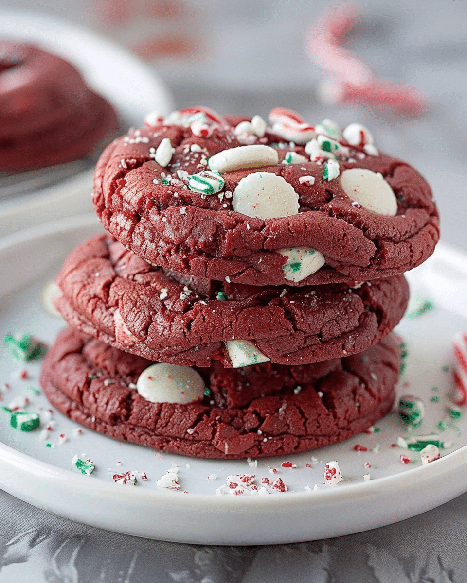 Red Velvet Cake Mix Cookies with Peppermint Crunch | TheFamilyCooking