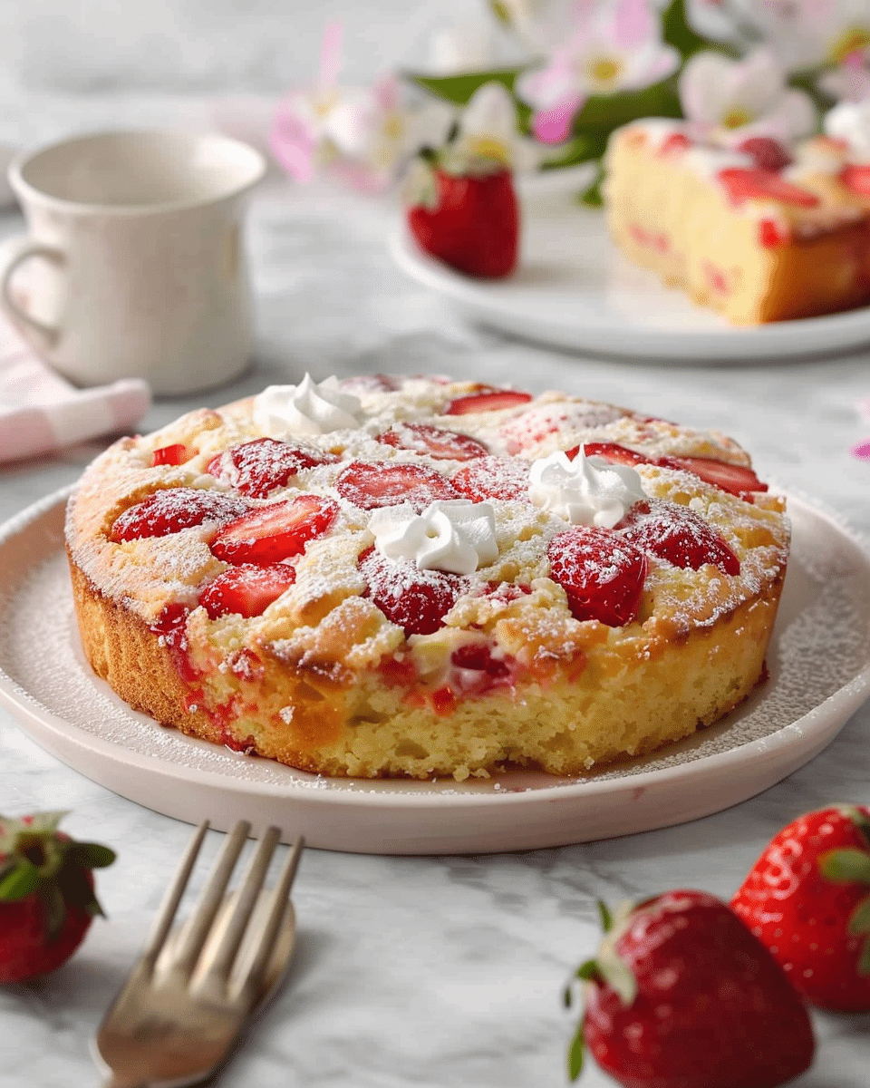 Strawberry Buttermilk Snack Cake | TheFamilyCooking