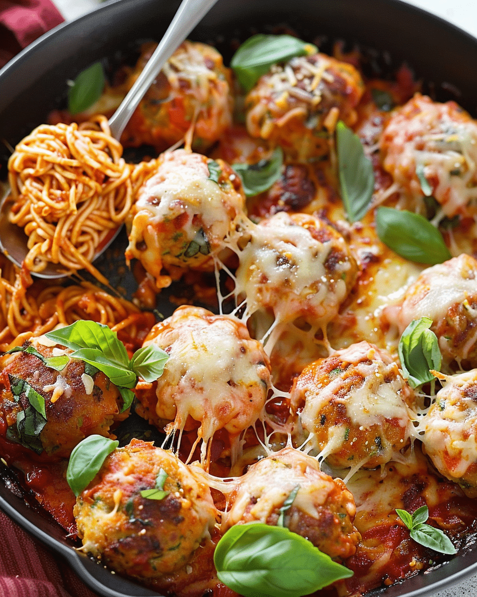Cheesy Baked Chicken Parmesan Meatballs Recipe | TheFamilyCooking