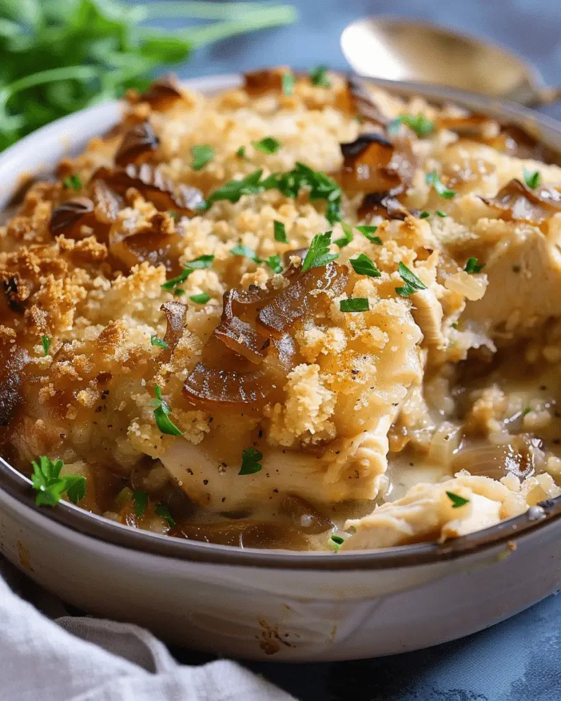 Easy Chicken and French Onion Soup Casserole | TheFamilyCooking
