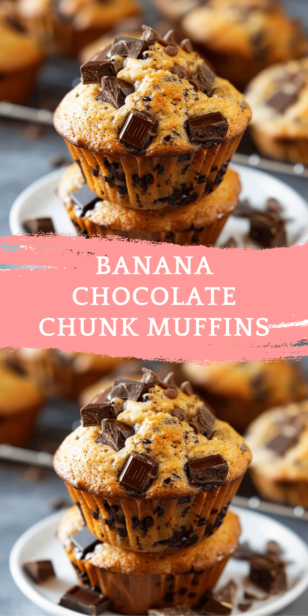 Banana Chocolate Chunk Muffins | TheFamilyCooking
