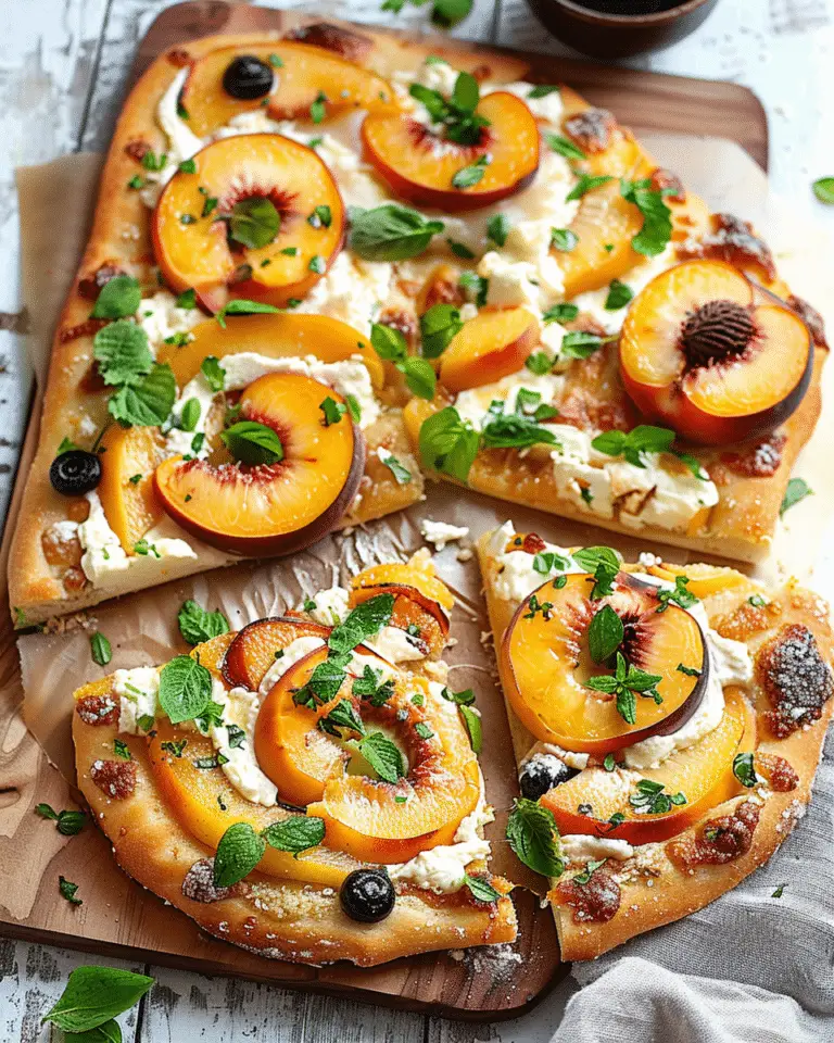 Peach Brie Flatbread | TheFamilyCooking