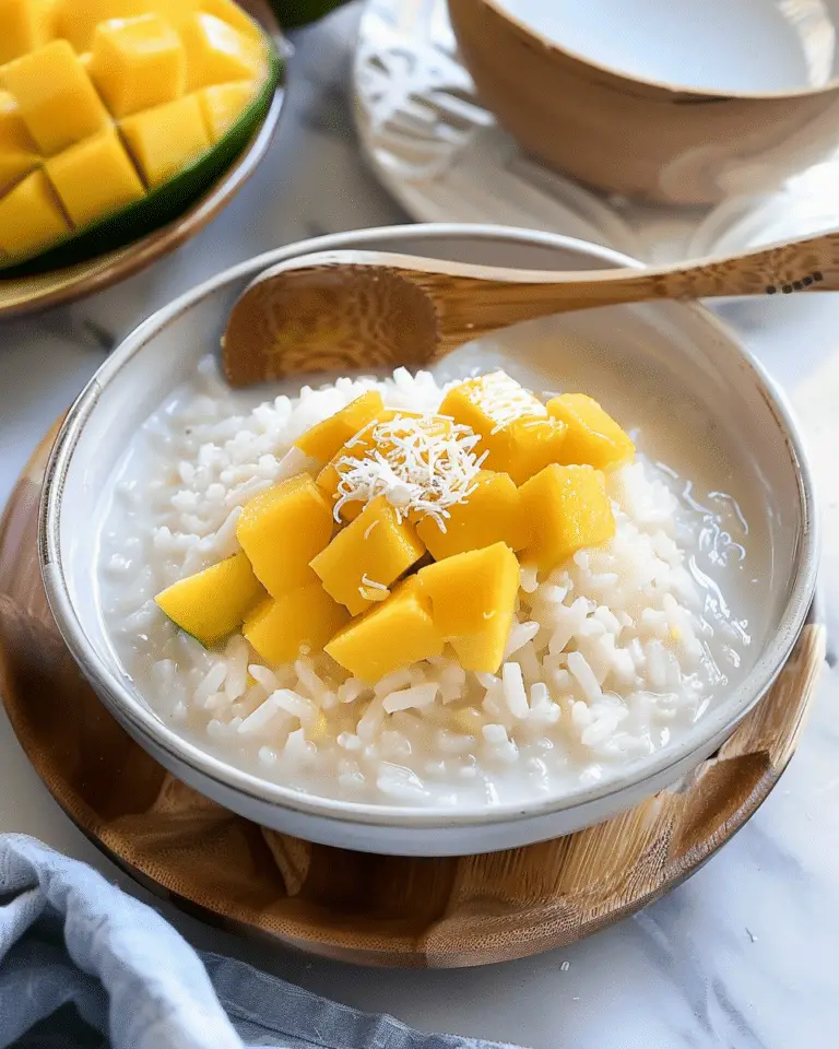 Sweet Coconut Sticky Rice with Mango | TheFamilyCooking