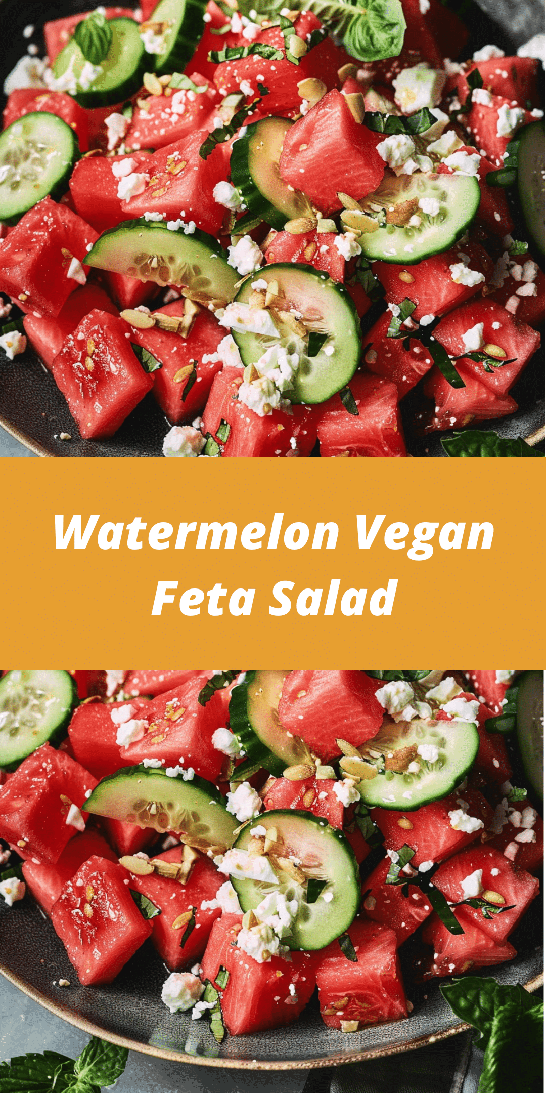 Watermelon Vegan Feta Salad | TheFamilyCooking