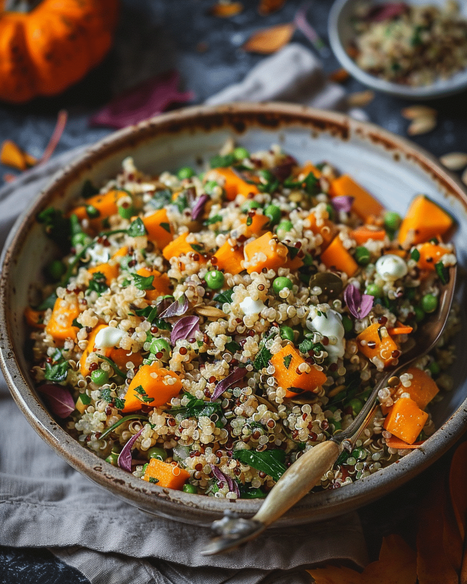 Harvest Quinoa Salad with Pumpkin Yogurt | TheFamilyCooking