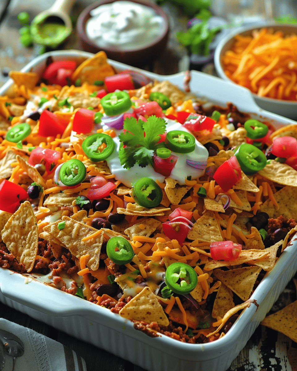Taco Casserole with Doritos | TheFamilyCooking