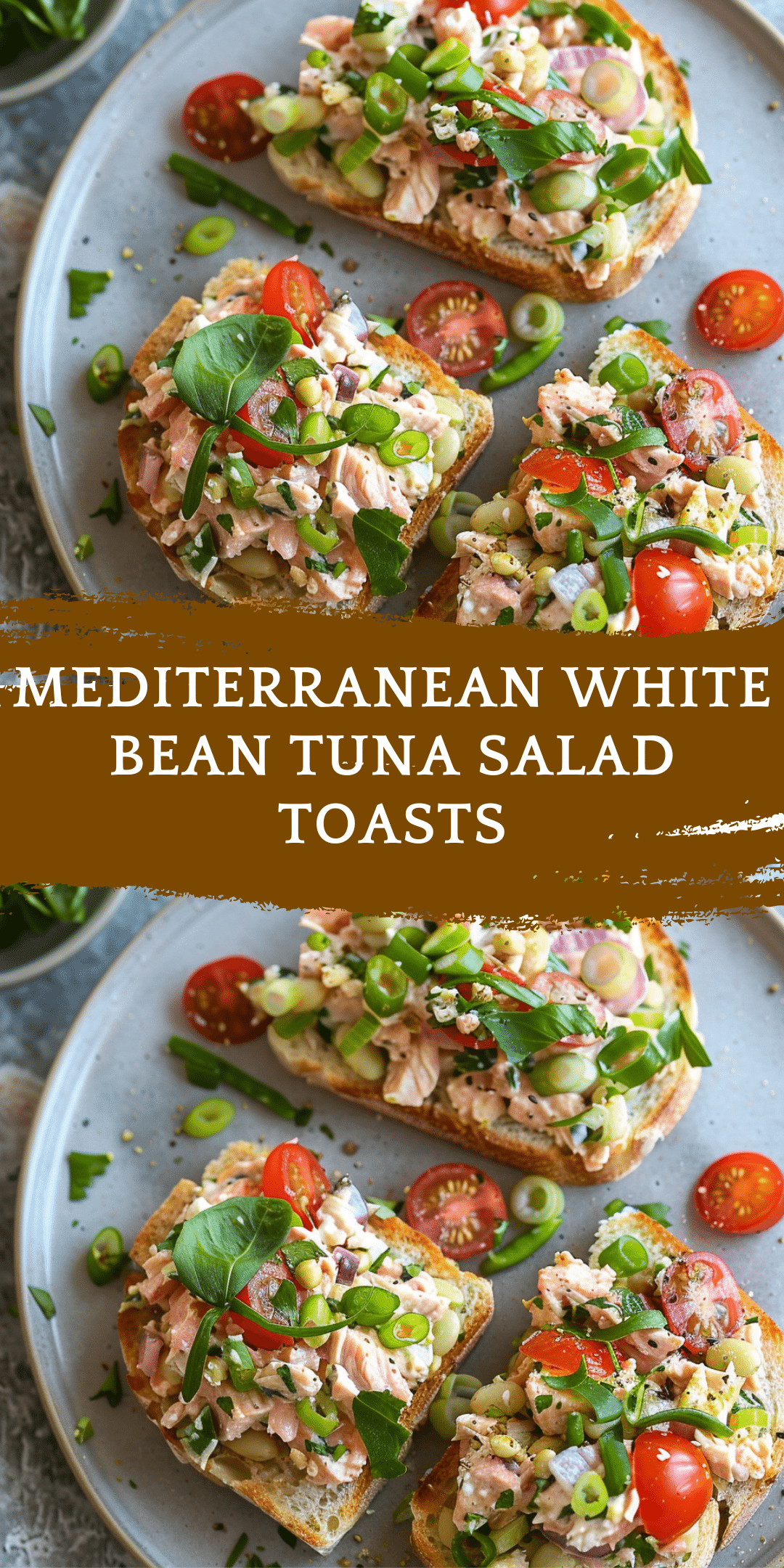 Mediterranean White Bean Tuna Salad Toasts | TheFamilyCooking