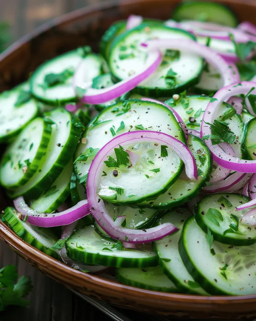 Traditional Ukrainian Easy Cucumber Salad with Vinegar | TheFamilyCooking