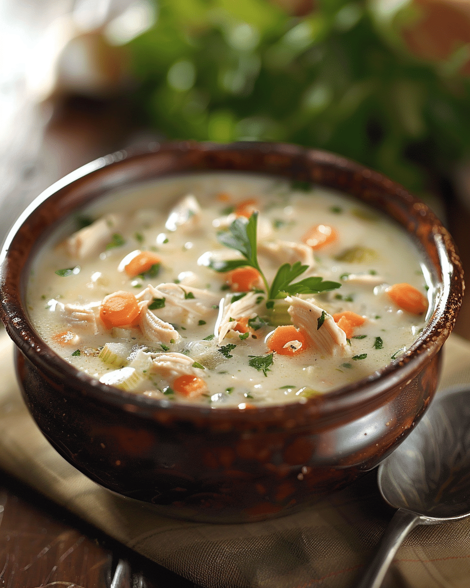 Creamy Garlic Chicken Soup | TheFamilyCooking