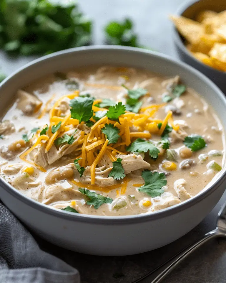 Healthy Crockpot White Chicken Chili | TheFamilyCooking