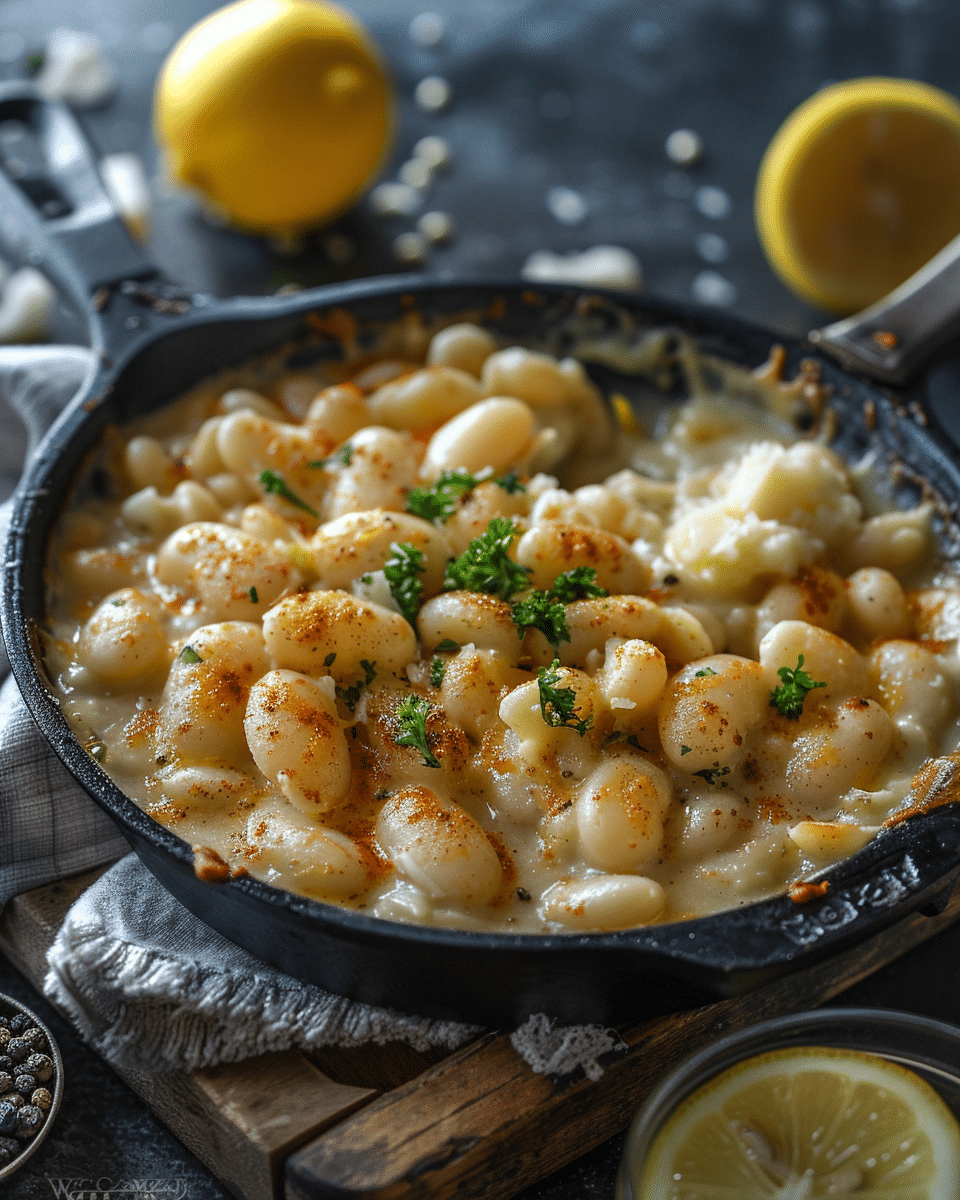 Creamy Lemon Pepper Butter Beans Skillet | TheFamilyCooking