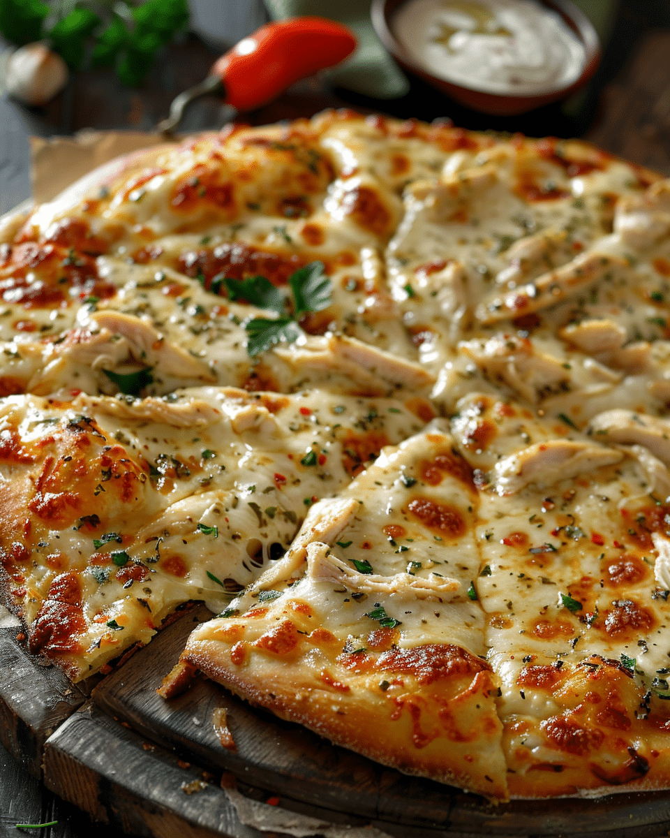 Chicken Alfredo Pizza | TheFamilyCooking